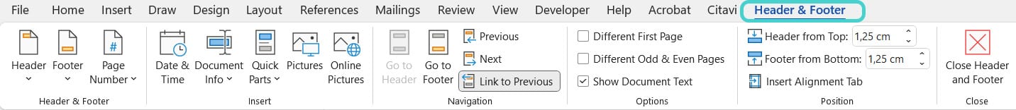 Formatting headers and footers - Hausarbeiten